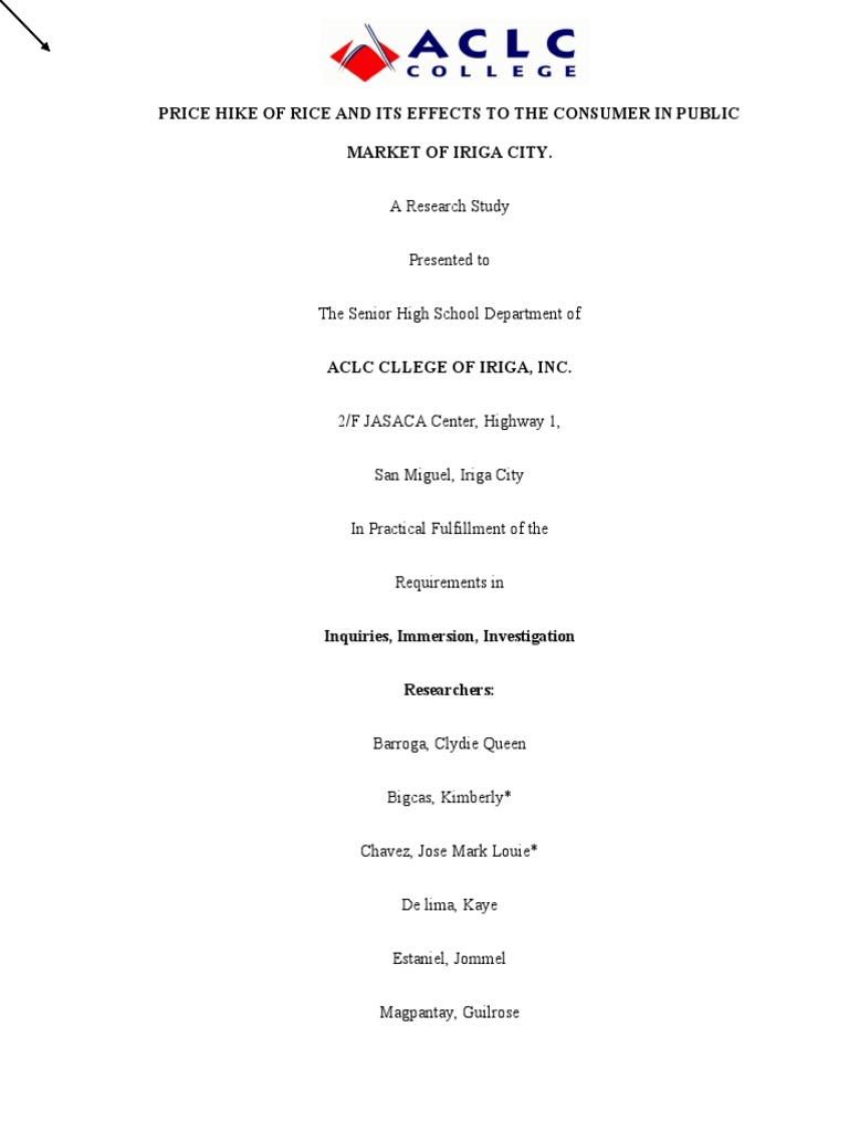 Price Hike of Rice and Its Effects To The Consumer in Public Market of ...