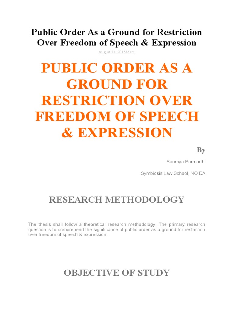Public Order As A Ground For Restriction Over Freedom of Speech | PDF ...