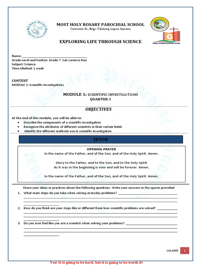 Exploring Life Through Science: Most Holy Rosary Parochial School | PDF ...