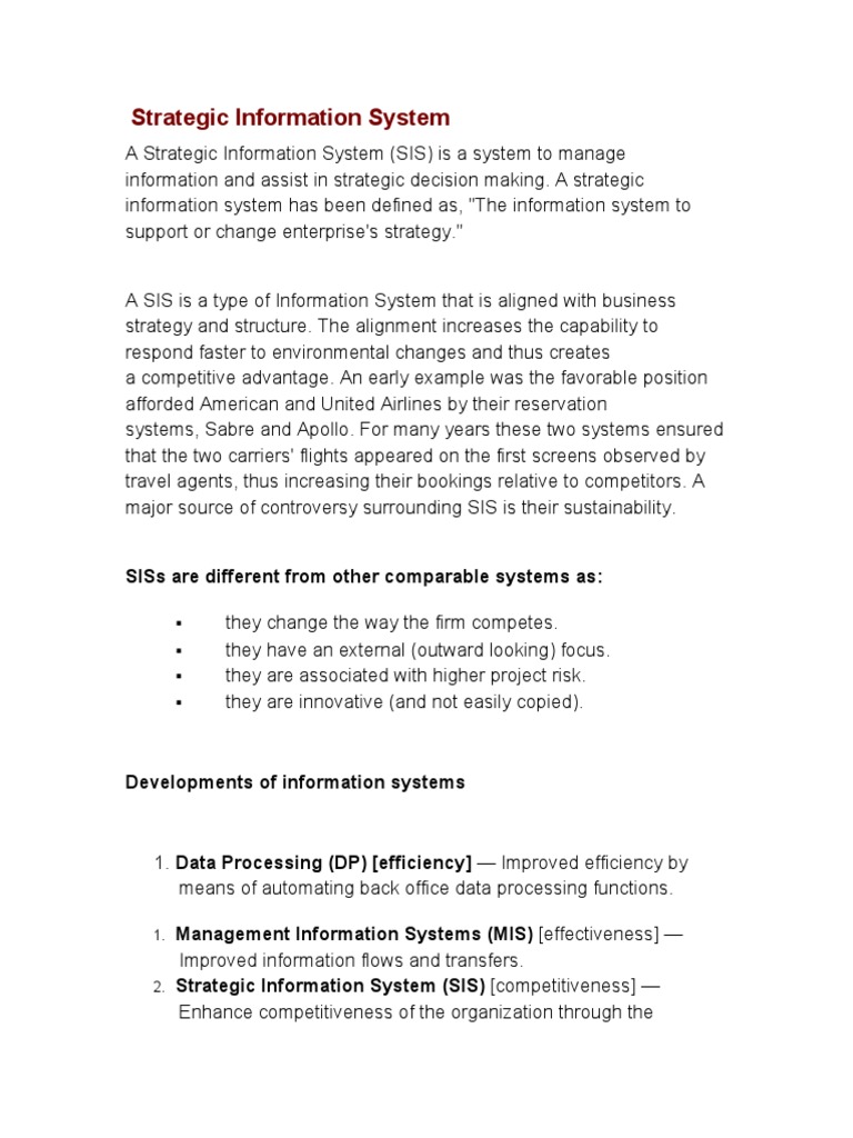 Strategic Information System | PDF