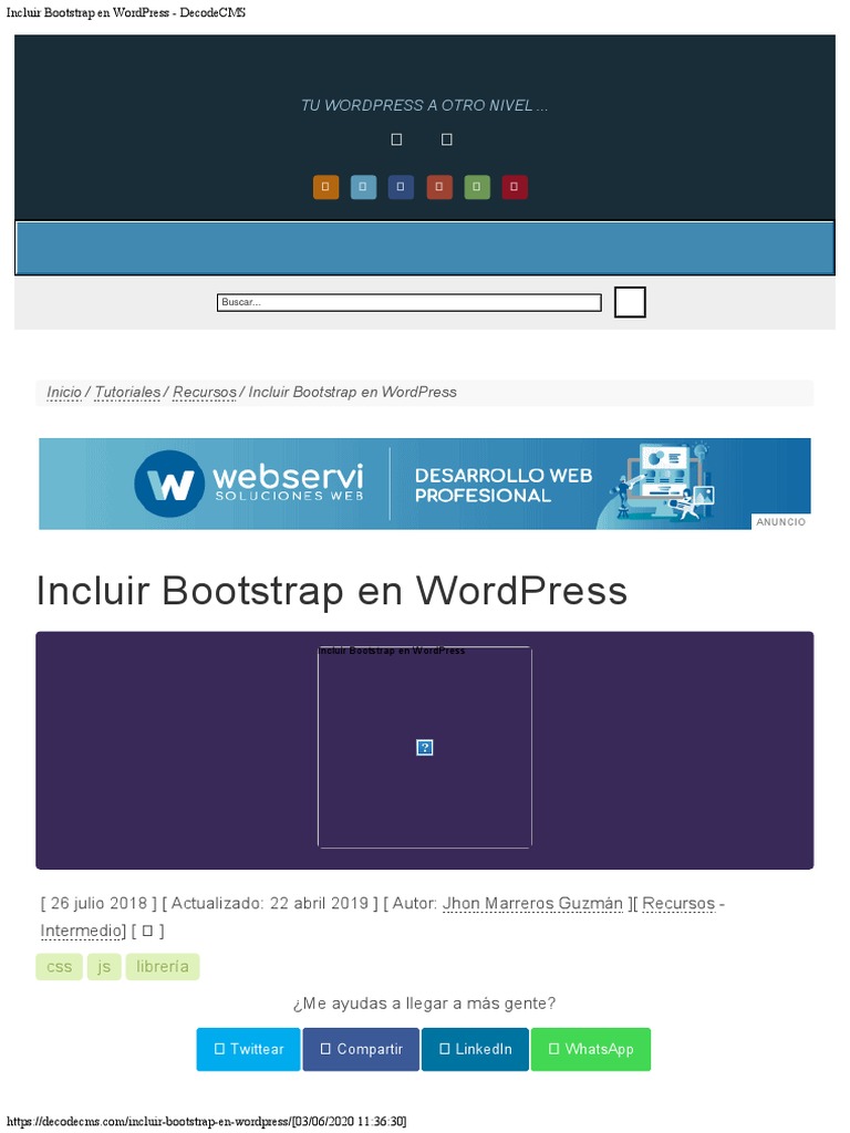 Incluir Bootstrap en WordPress - DecodeCMS | PDF | Bootstrap (marco ...
