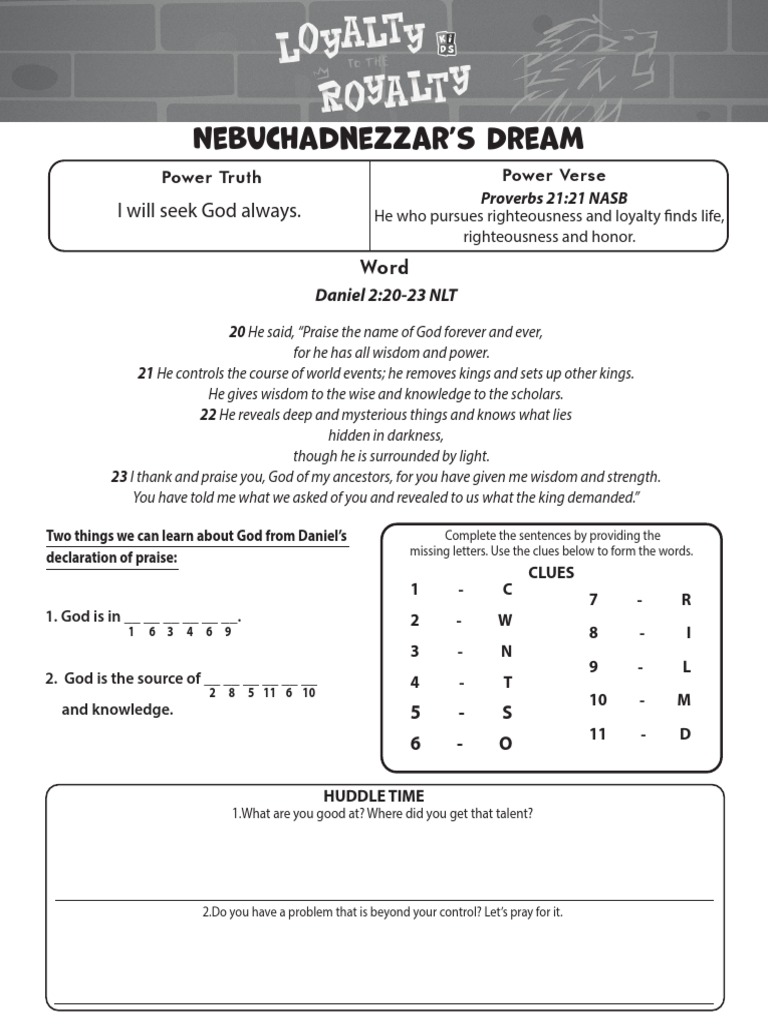 Lesson Handout - Nebuchadnezzar's Dream | PDF | Wisdom
