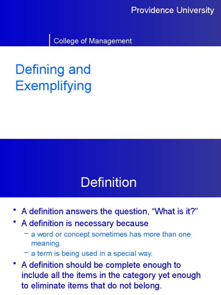 Defining and Exemplifying: Providence University | PDF | Definition ...