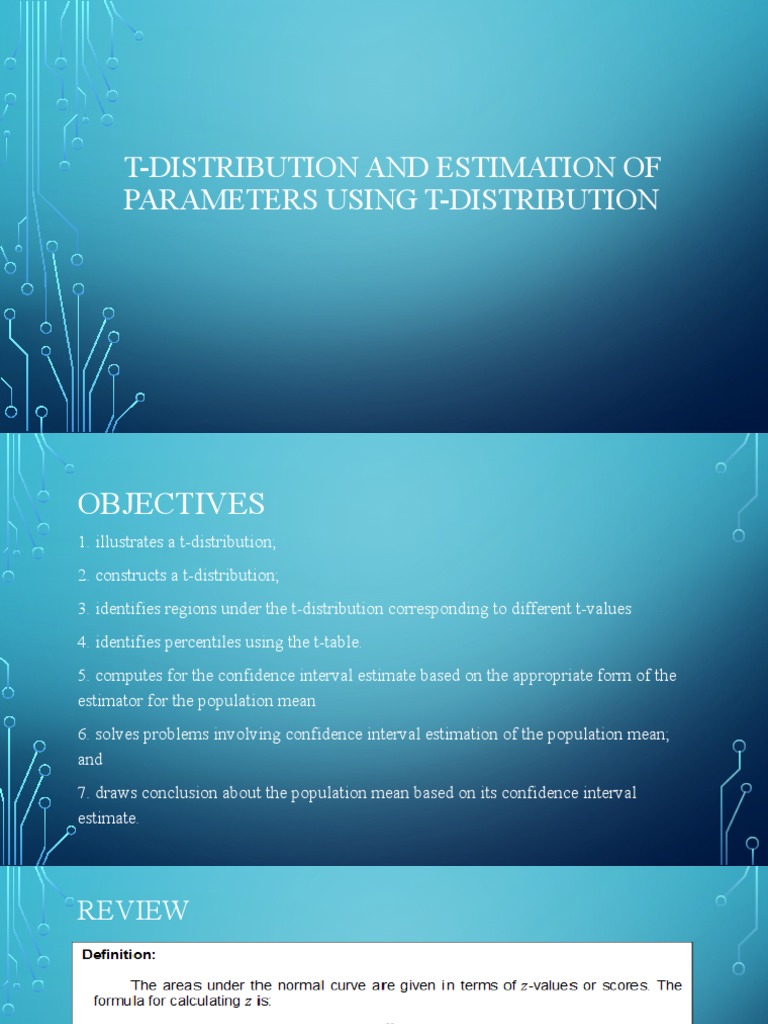 T-Distribution and Estimation of Parameters Using T-Distribution | PDF ...