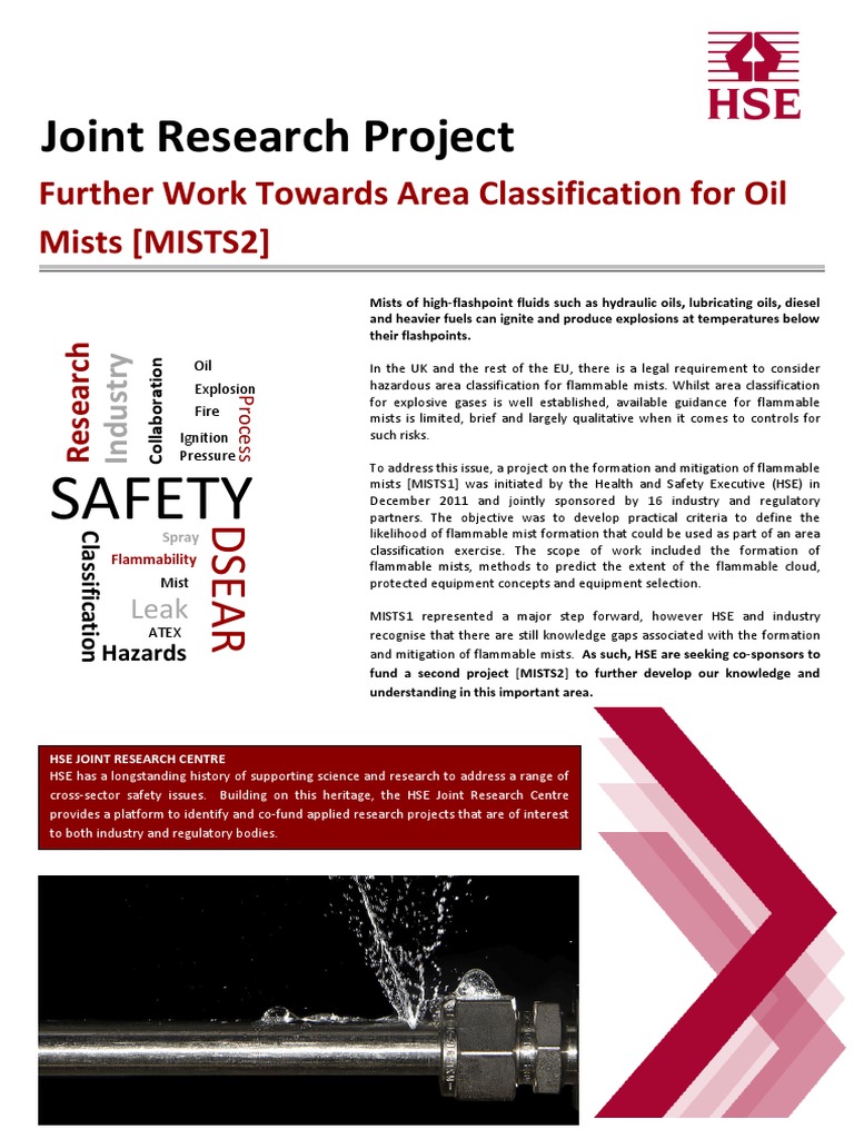 Flammable Mist Research Project Overview Pdf Energy And Resource
