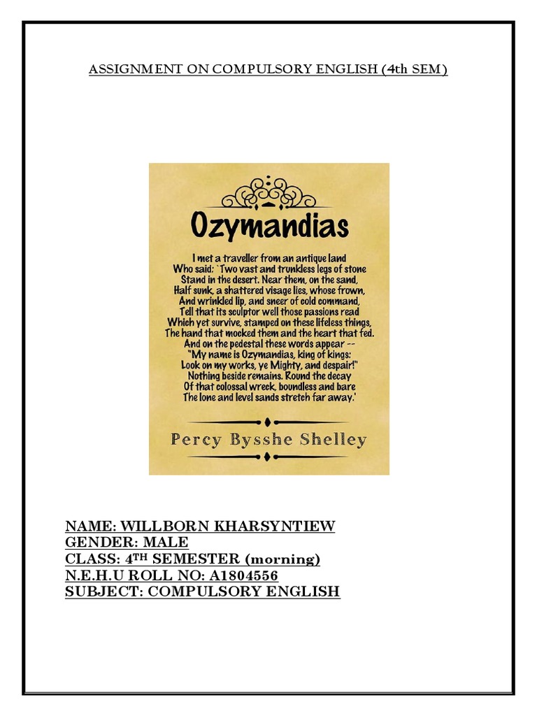 Analysis of Shelley's "Ozymandias" | PDF | Sonnets | Poetic Form