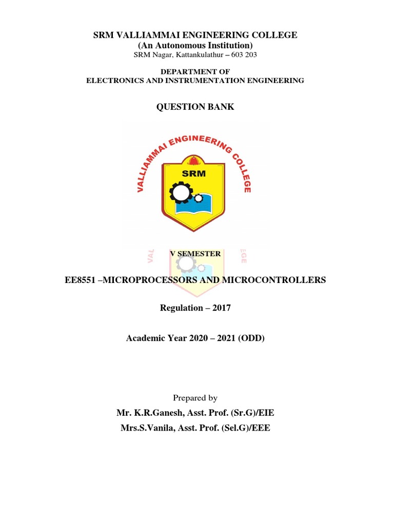 EE8551 Microprocessors Question Bank | PDF | Microcontroller | Central Processing Unit