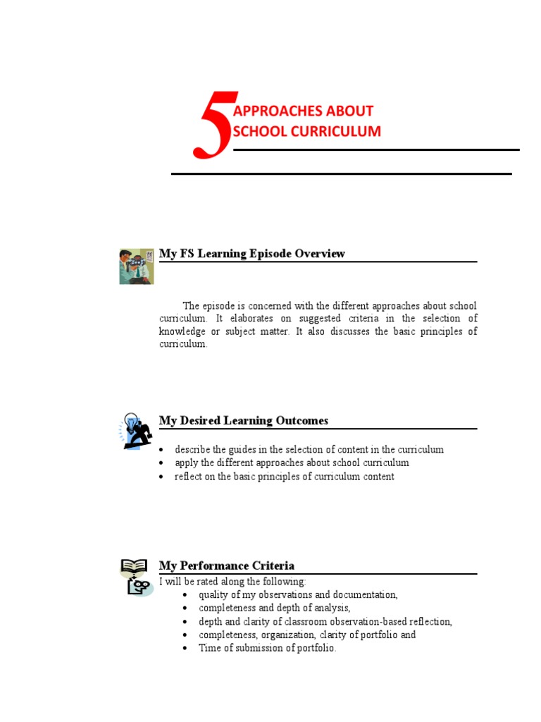 Approaches About School Curriculum: My FS Learning Episode Overview ...