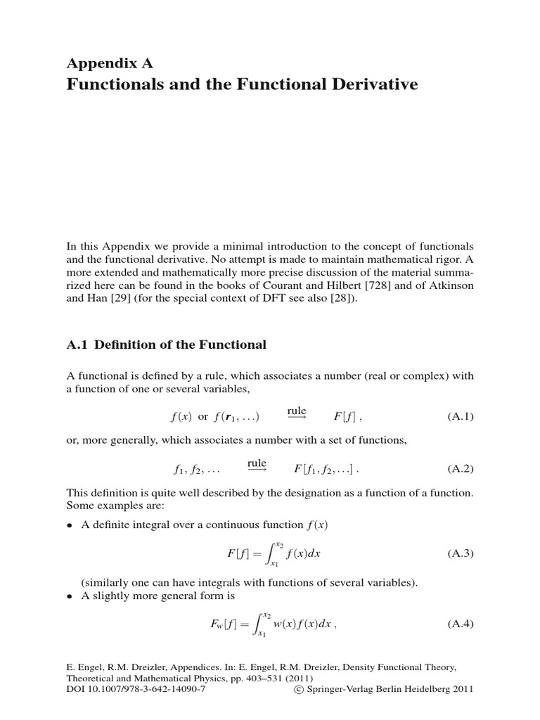Functionals and The Functional Derivative: Appendix A | PDF | Calculus ...
