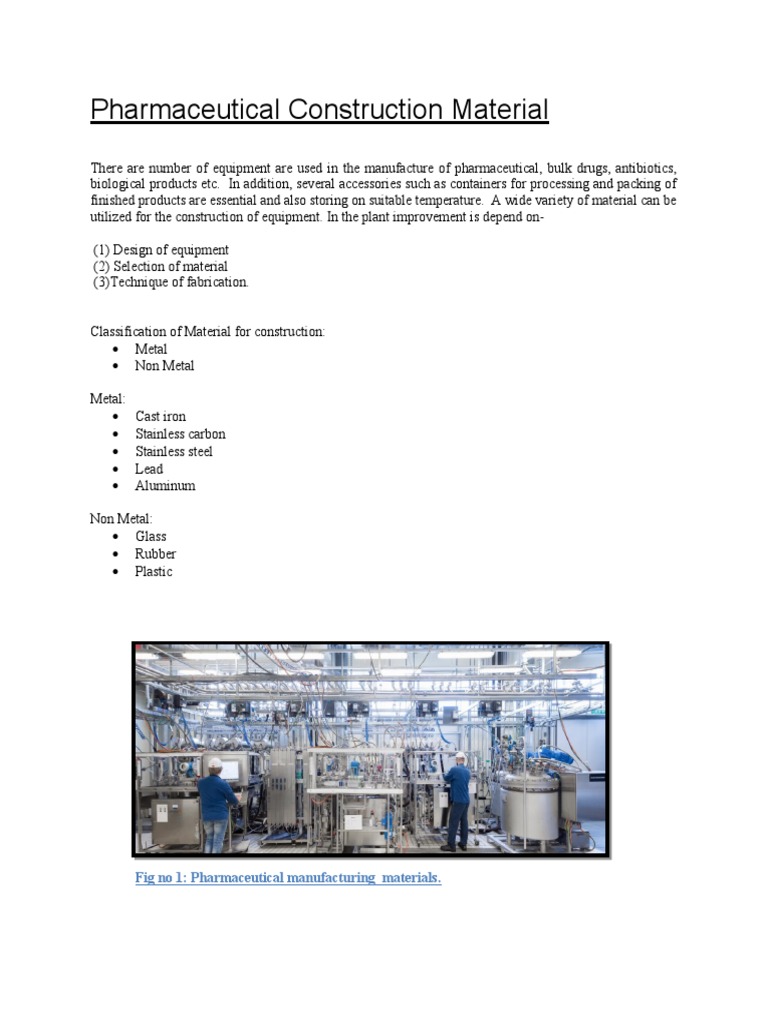 Pharmaceutical Construction Material | PDF | Stainless Steel | Steel