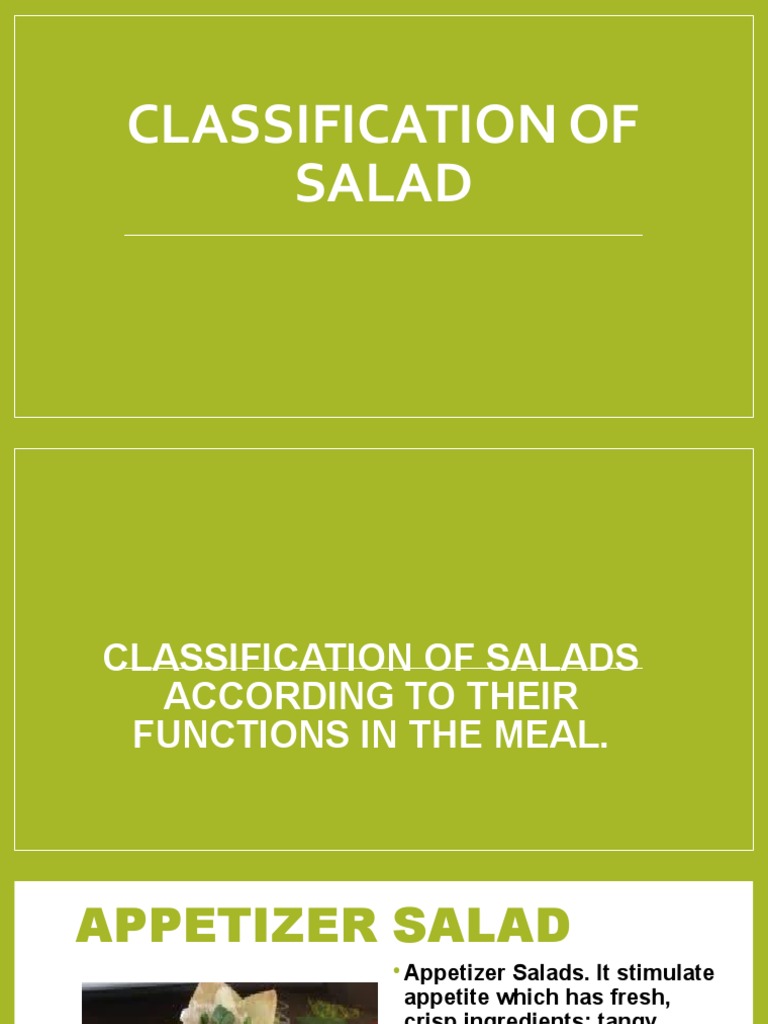 Classification of Salad | PDF | Vinaigrette | Salad