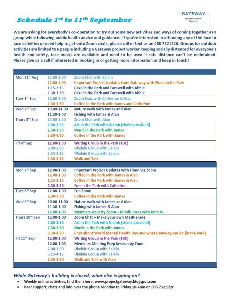 Monthly Schedule September 2020 | PDF