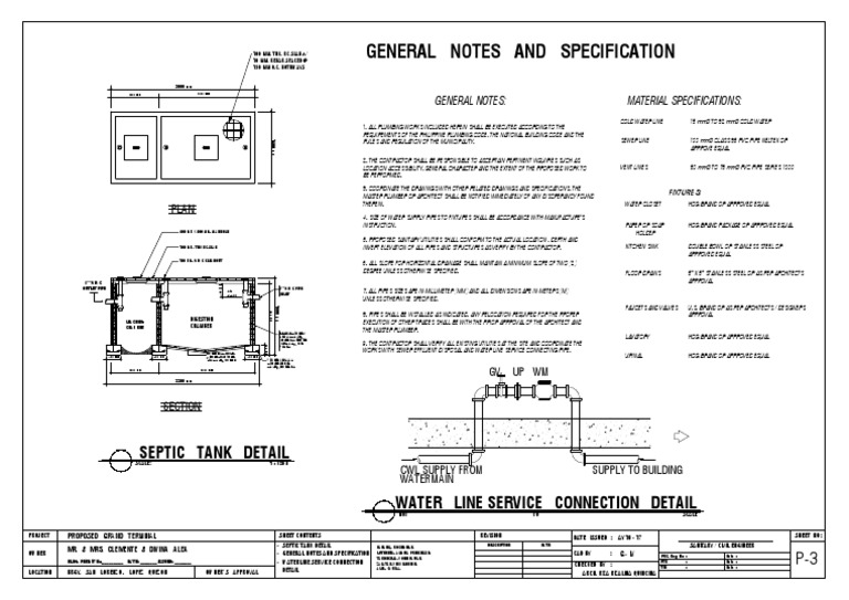 General Notes and Specification: Septic Tank Detail | PDF | Plumbing ...