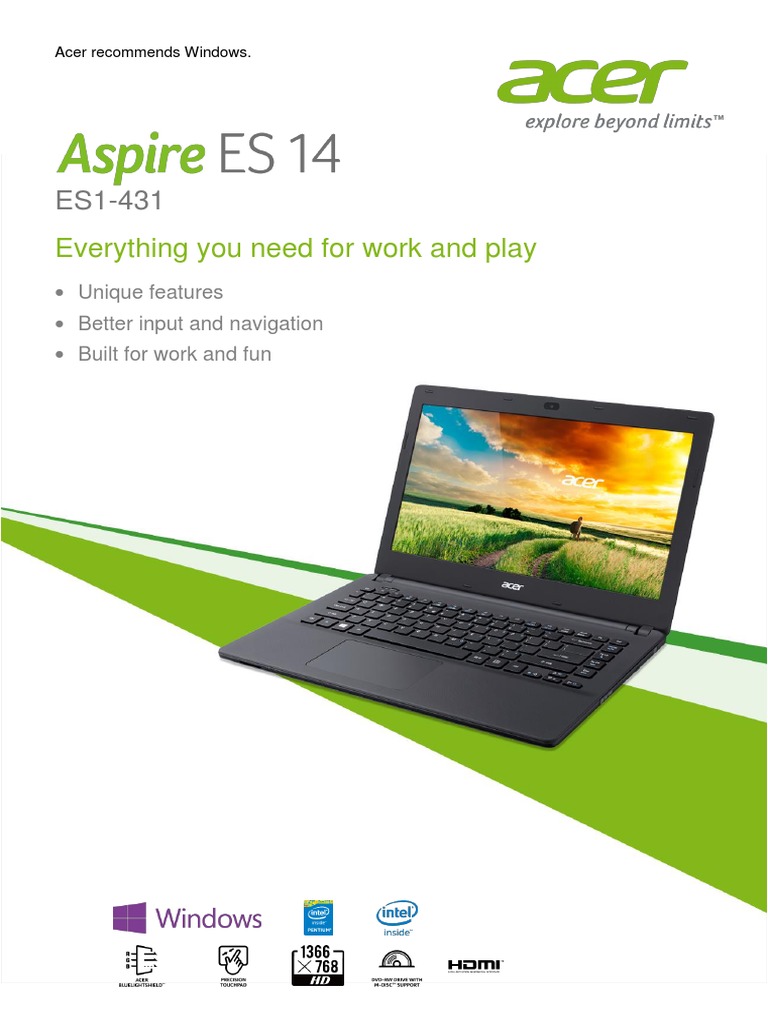 Aspire ES1-431 Ps v0-01 PDF | PDF | Operating System | Random Access Memory
