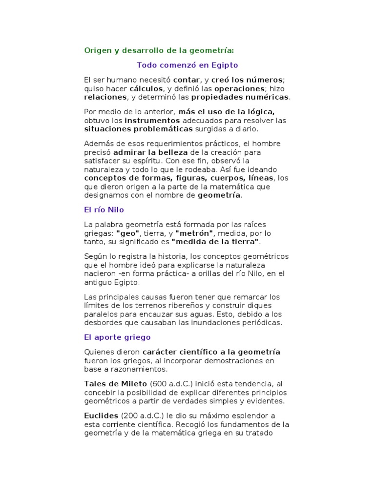 Origen y evolución de la geometría | PDF | Triángulo | Geometria plana)