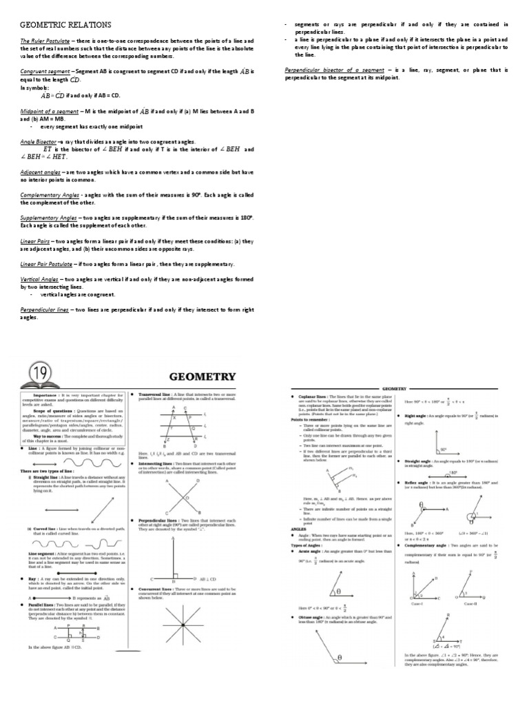 Plane and Solid Geometry | PDF | Perpendicular | Angle