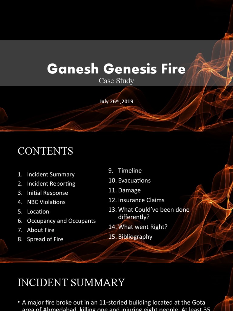 Ganesh Genesis Fire: Case Study | PDF | Firefighter | Hazards