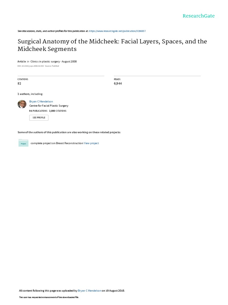 Surgical Anatomy of The Midcheek: Facial Layers, Spaces, and The ...