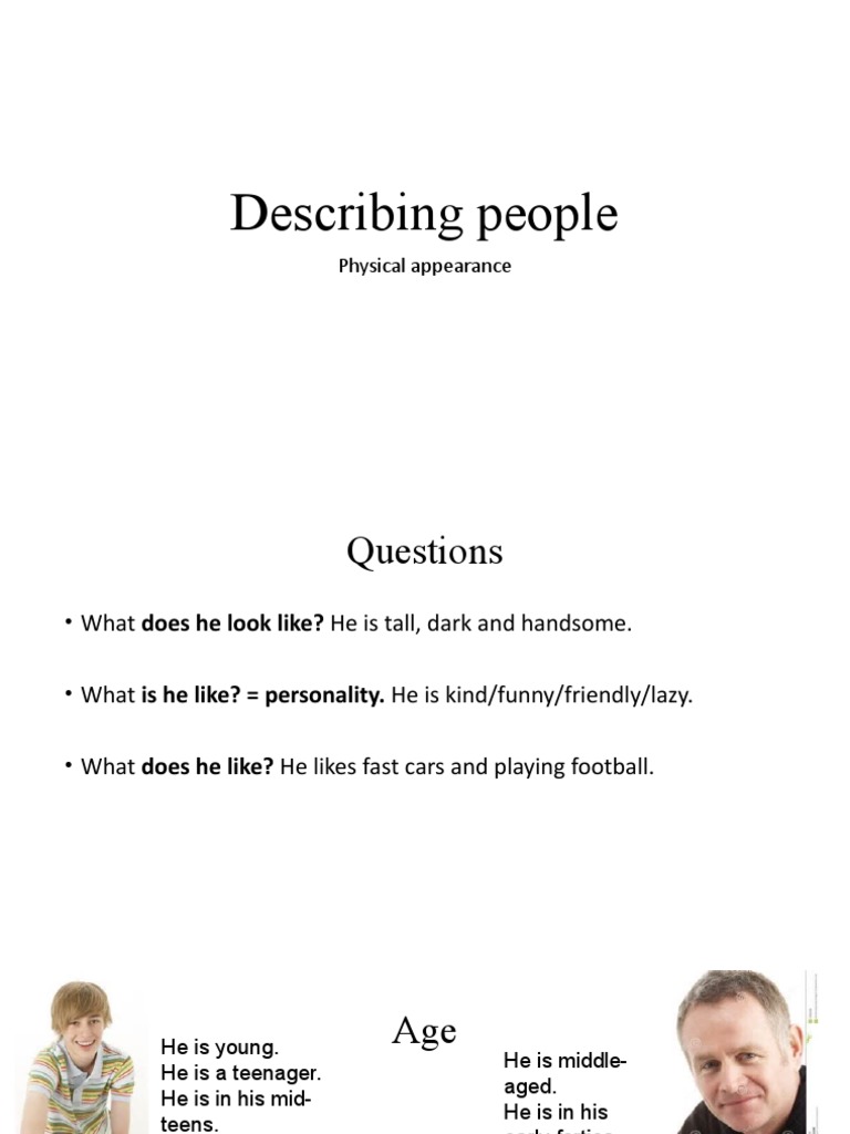 Describing People: Physical Appearance | PDF | Human Body | Human Hair