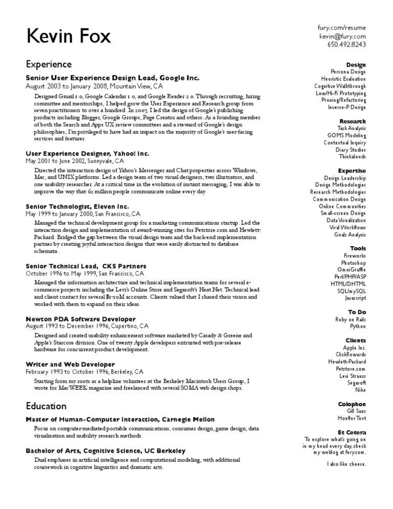 Kevin Fox Resume | PDF | Usability | Information Technology