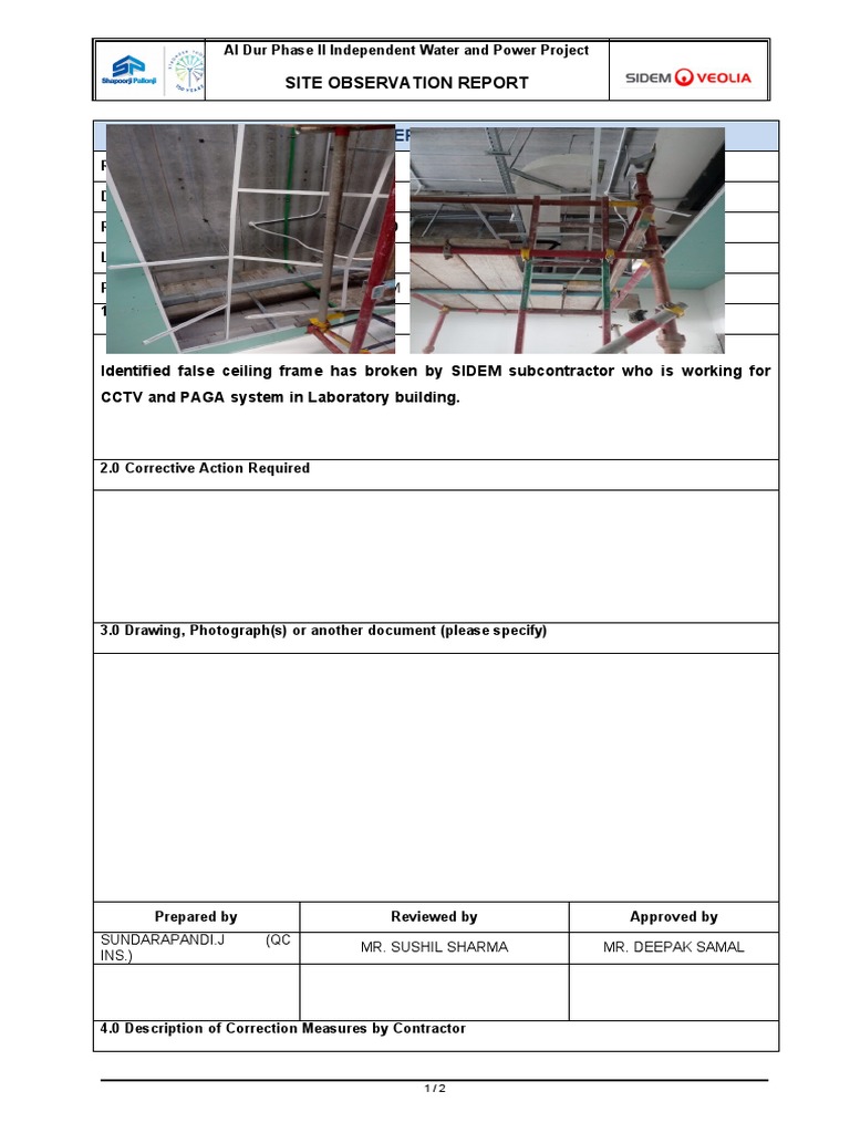 Site Observation Report | PDF