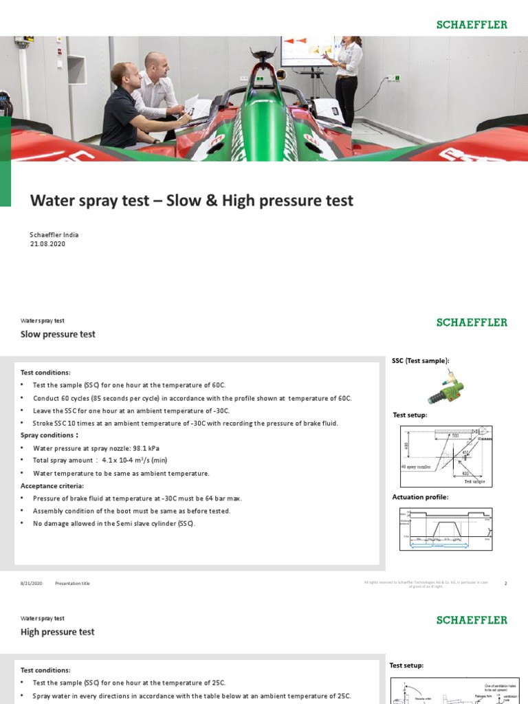 Water Spray Test - Slow & High Pressure Test: Schaeffler India 21.08. ...