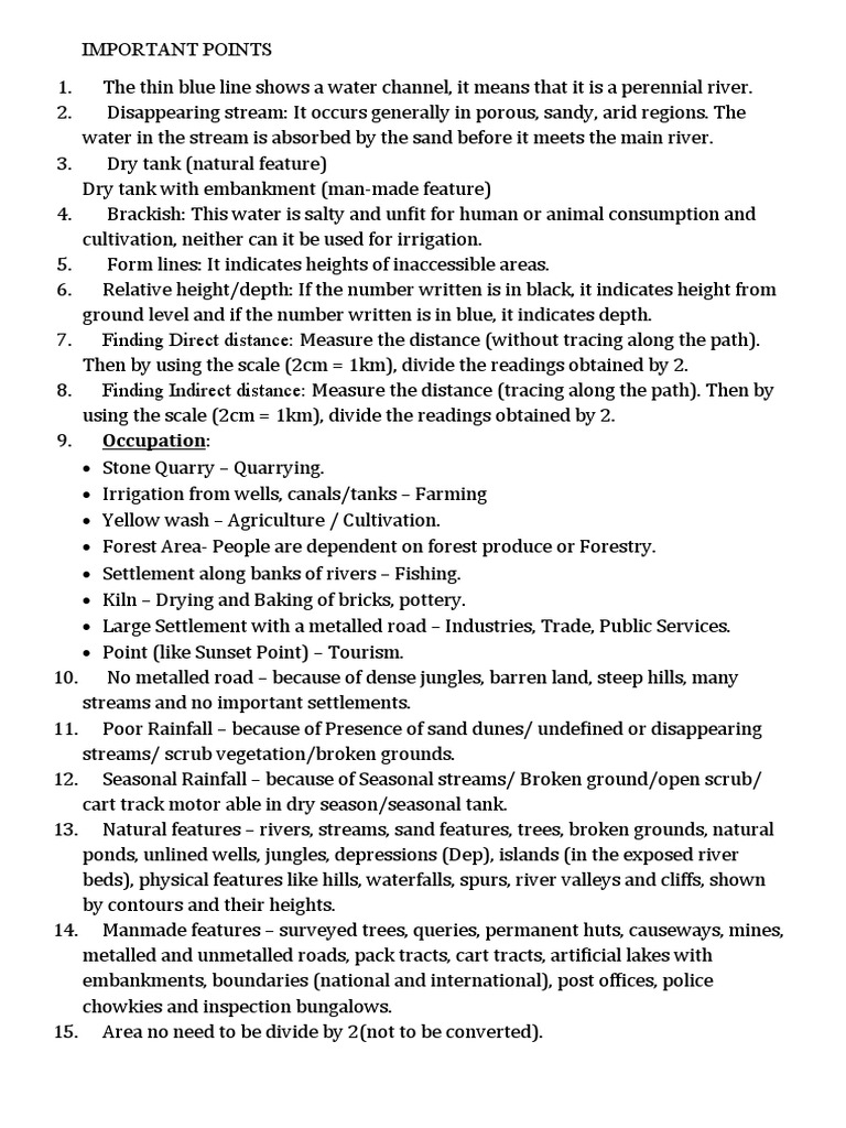 Topography - Important Points (Grade 10 ICSE) | PDF