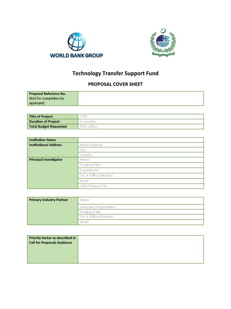 Full Proposal Template - Tech Tranfer Simple Format | PDF | Innovation ...