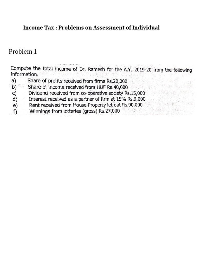 Income Tax - Problems On Individual | PDF