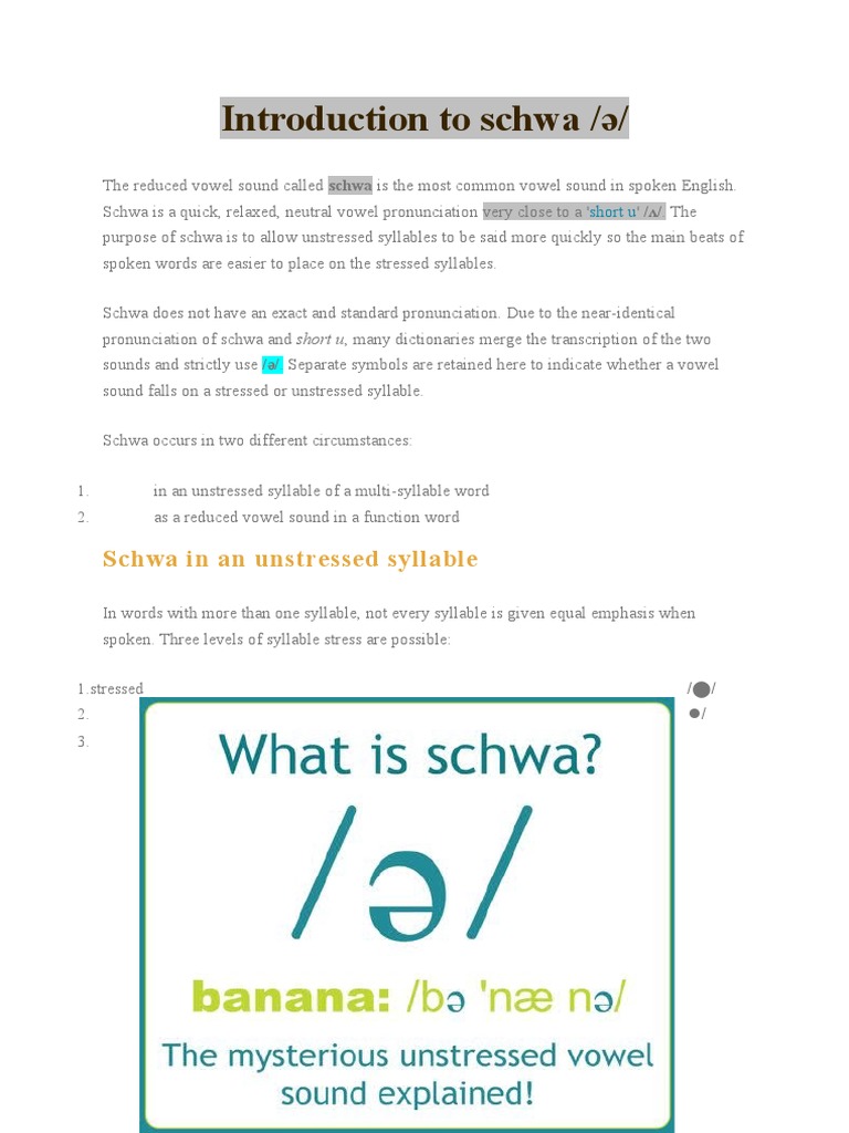 Schwa and R-Controlled Consonants | PDF | Stress (Linguistics ...