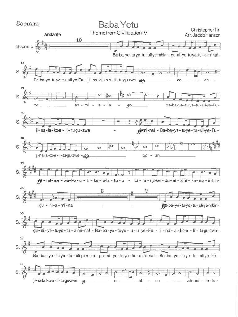 Baba Yetu (Soprano) | PDF