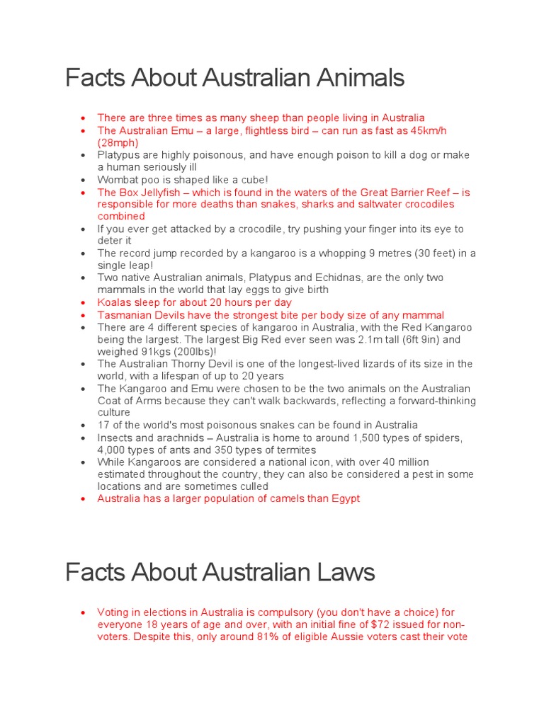 Facts About Australian Animals | Download Free PDF | Fauna Of Australia ...