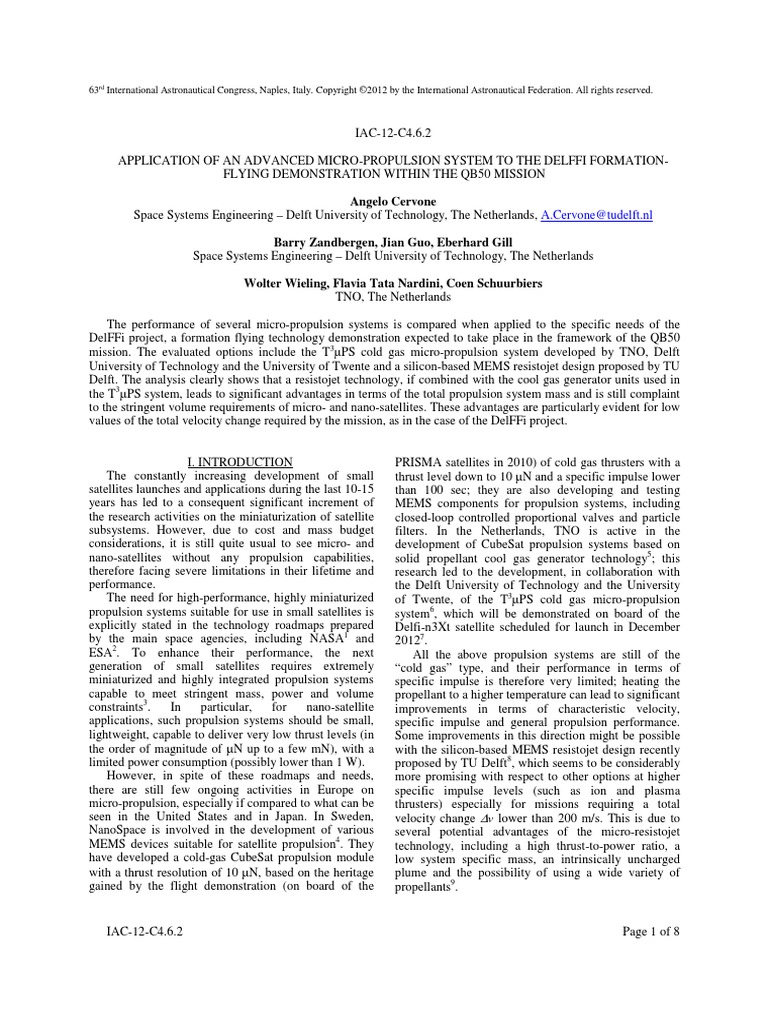 Paper - IAC-12 - C4.6.2 - 284628 Delffi | PDF | Spacecraft Propulsion ...