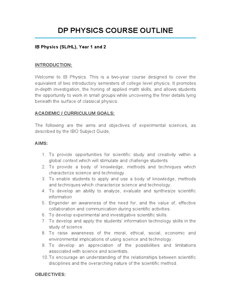 IB Physics Course Overview | PDF | Waves | Physics