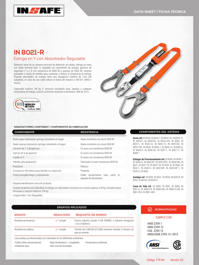 Ficha Tecnica Eslinga Insafe in 8021-R PDF | PDF | Naturaleza