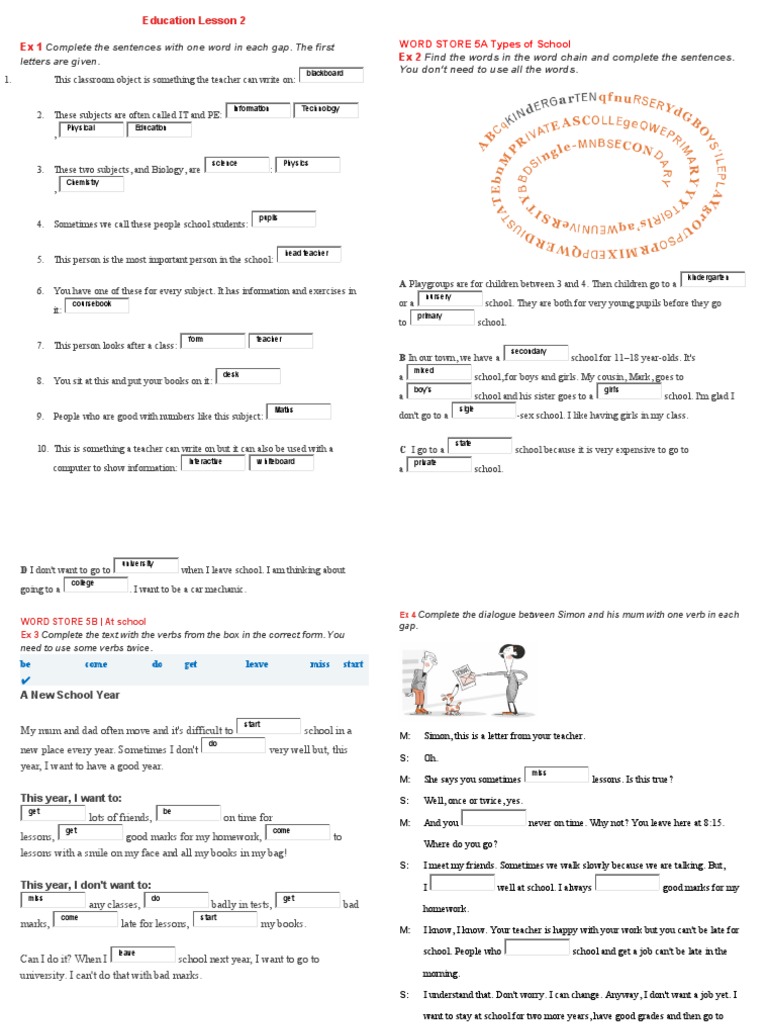 Complete The Sentences With One Word in Each Gap. The First Letters Are Given | PDF | Schools ...