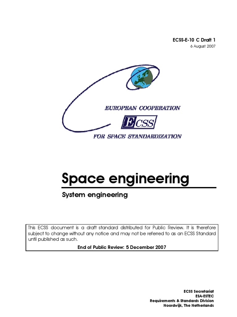 Ecss e 10C Draft1 (6august2007) | PDF | Systems Engineering | System