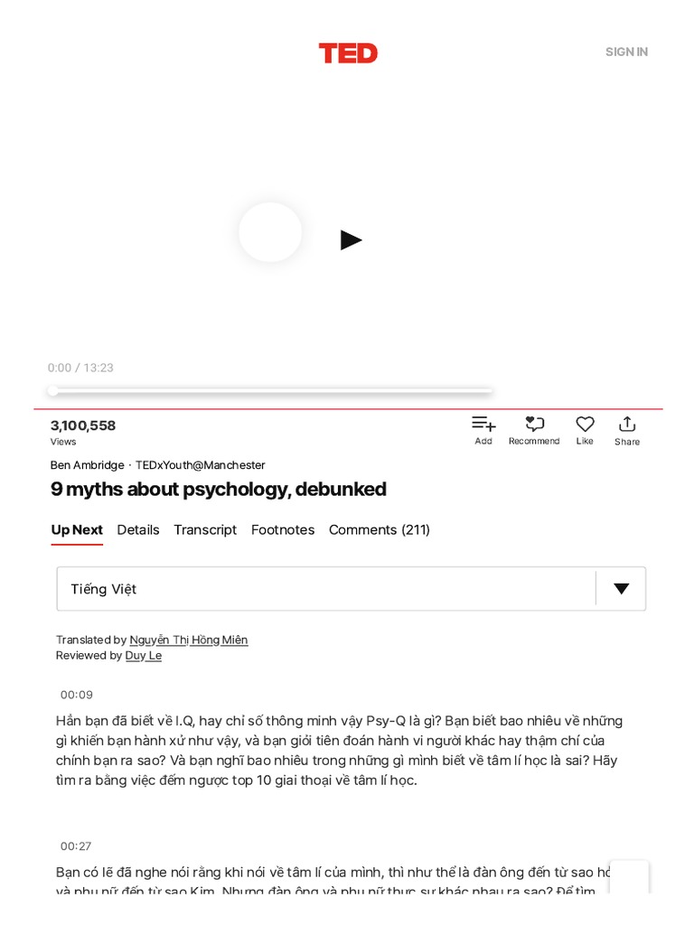 Ben Ambridge: 9 Myths About Psychology, Debunked - TED Talk PDF | PDF