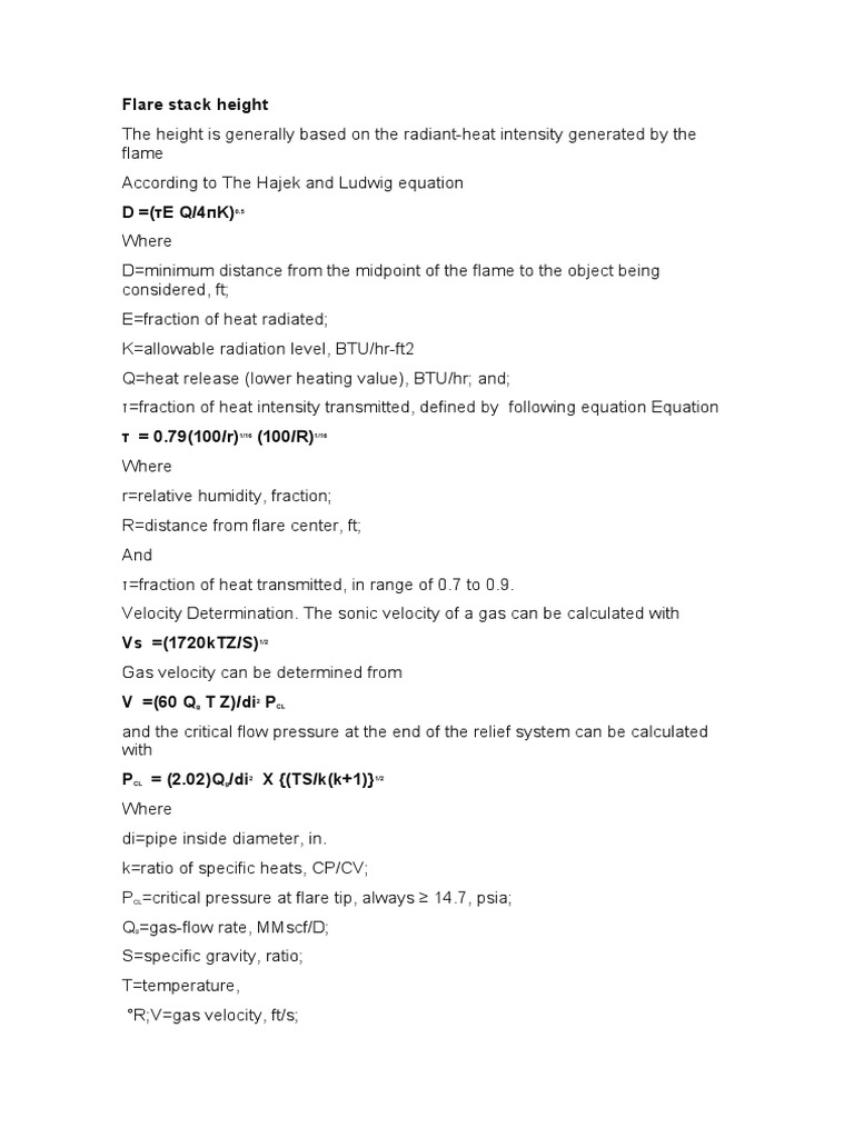 Flare Stack Height | PDF