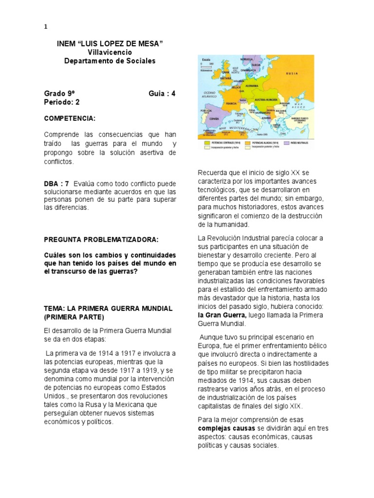 Causas de la Primera Guerra Mundial | PDF | Primera Guerra Mundial ...