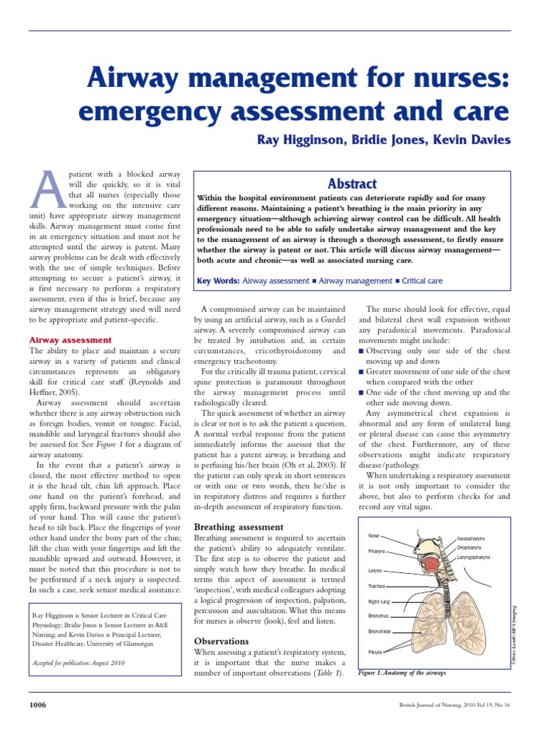 Airway Management For Nurses PDF | PDF | Respiratory System | Breathing