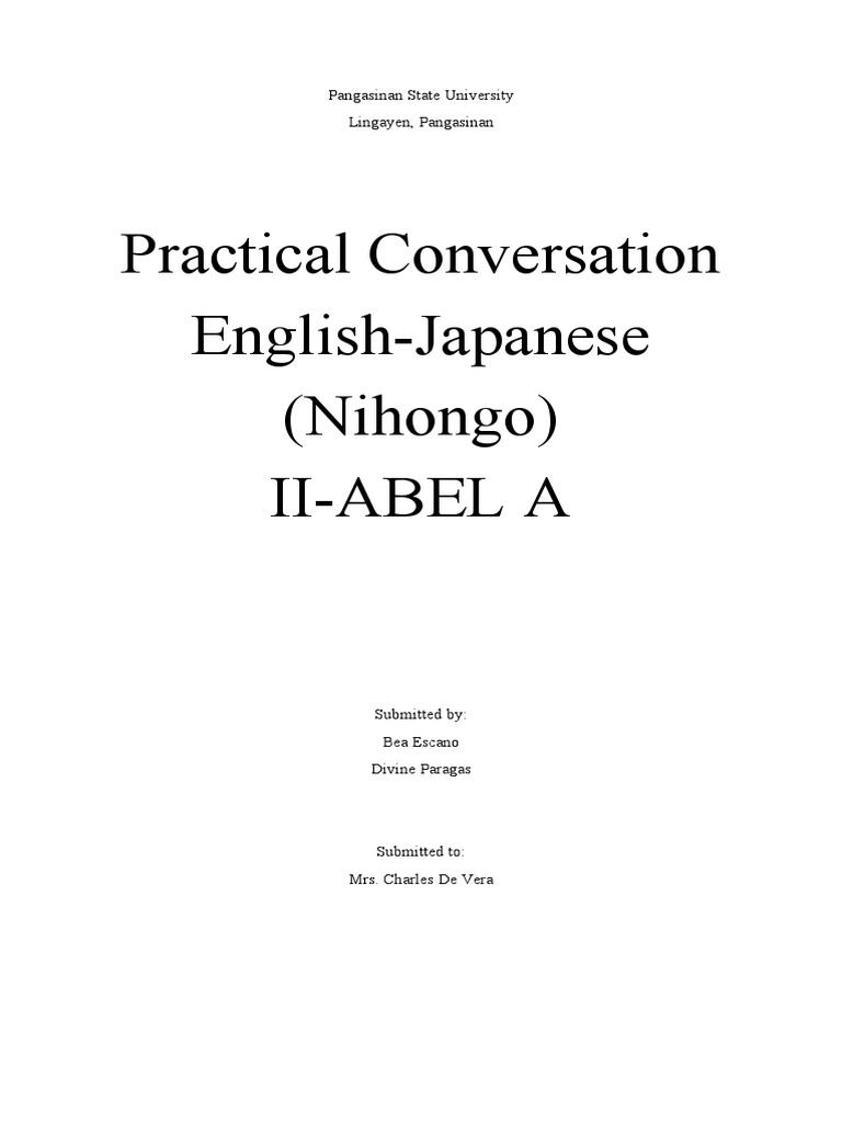 Practical Conversation English-Japanese (Nihongo) Ii-Abel A: Pangasinan ...