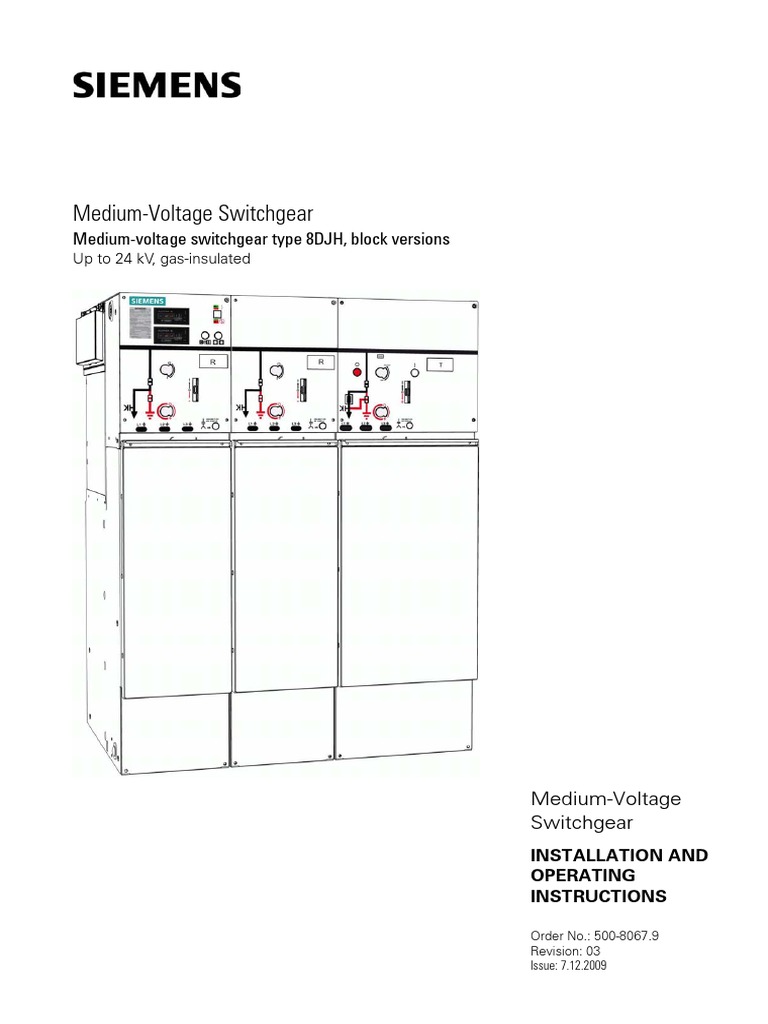 Siemens Medium Voltage 24kV Gas Insulated Switchgear 8DJH OandM | PDF ...