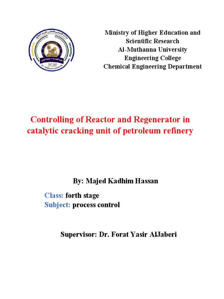 Controlling of Reactor and Regenerator in Catalytic Cracking Unit of ...