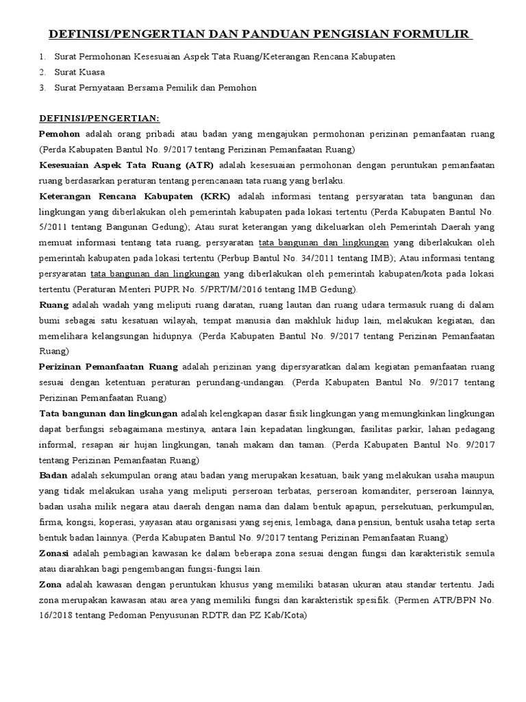 Panduan Pengisian Form ATR Dann KRK | PDF