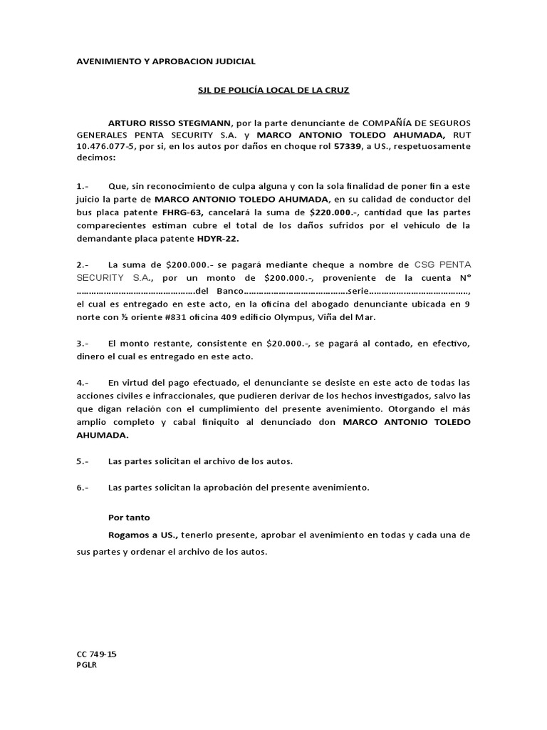 Avenimiento Cheque | PDF