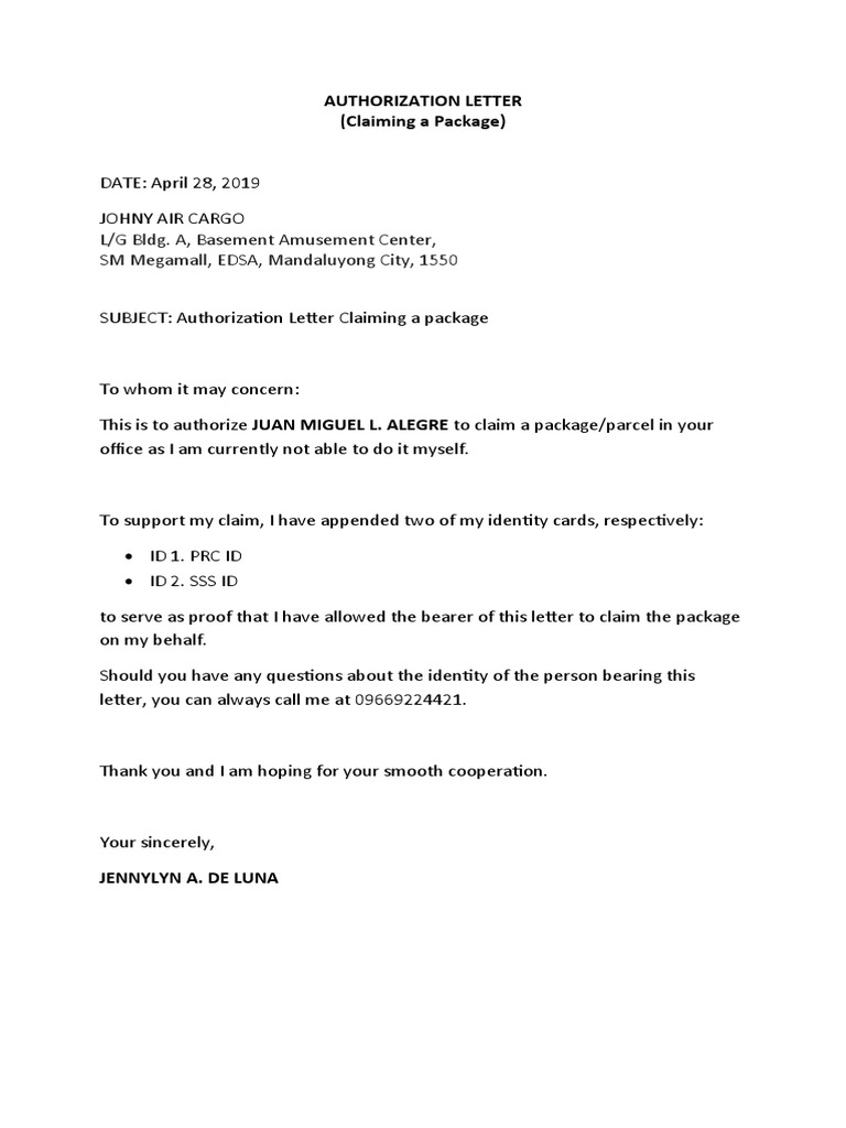 Authorization Letter | PDF