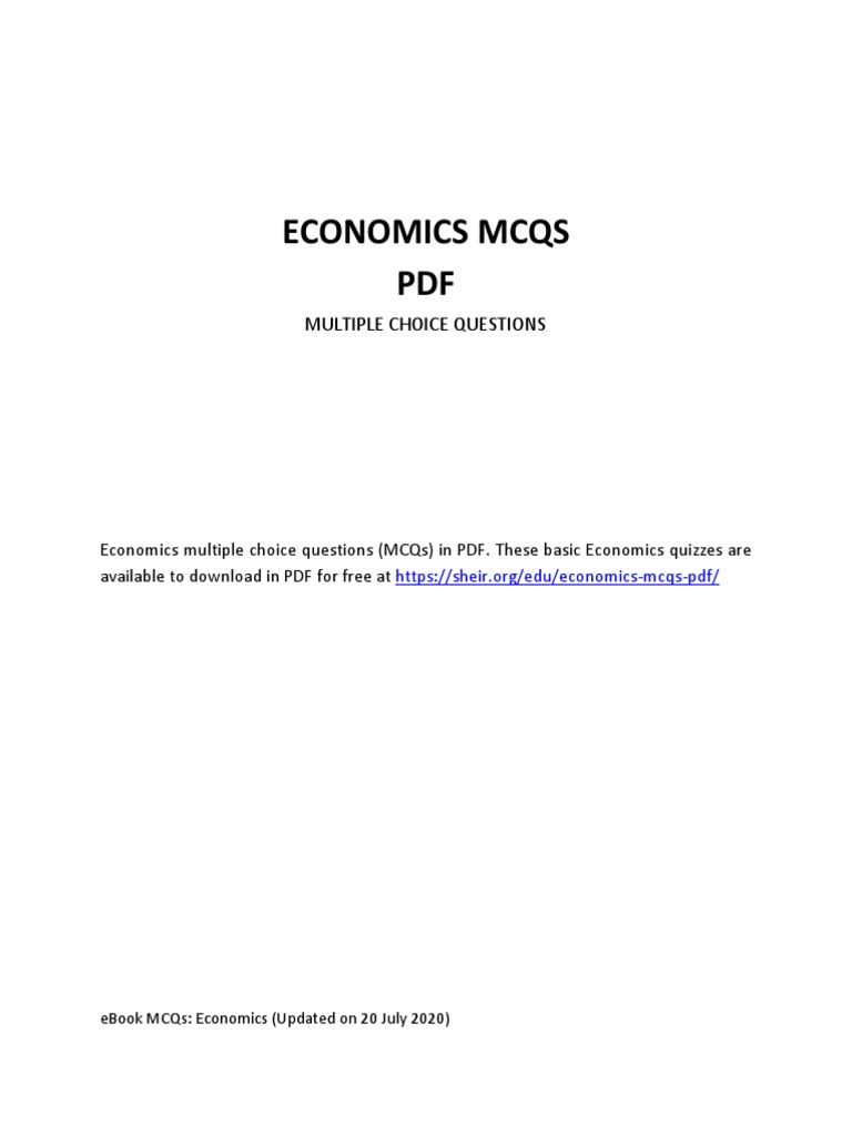 Economics Mcqs | PDF