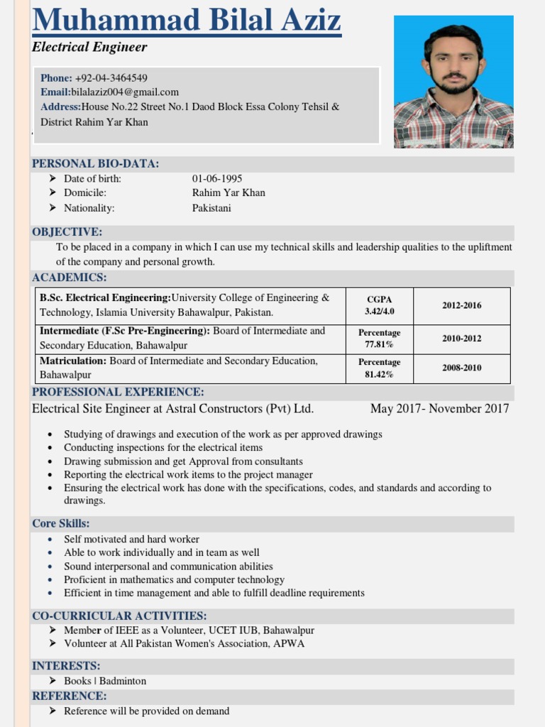 Bilal CV | PDF | Engineering | Cognition