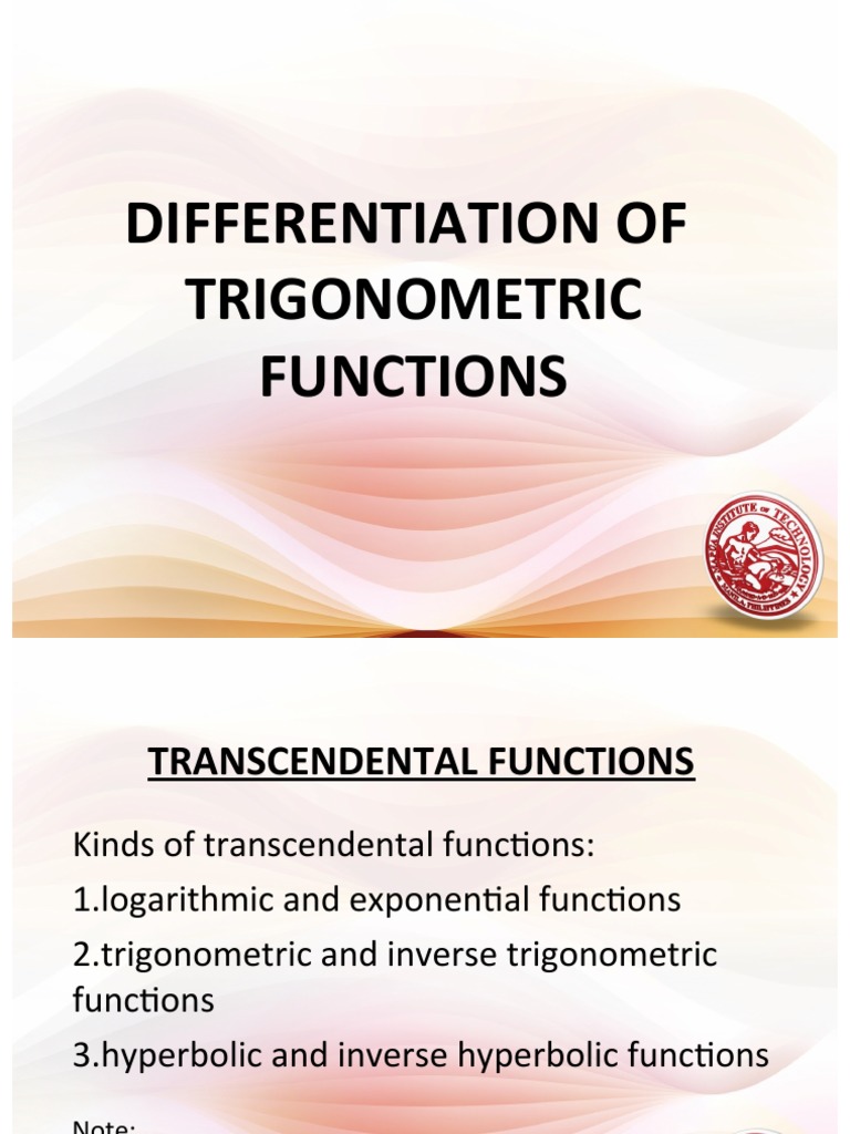 Lesson 1 Derivative of Trigonometric Functions | Download Free PDF ...